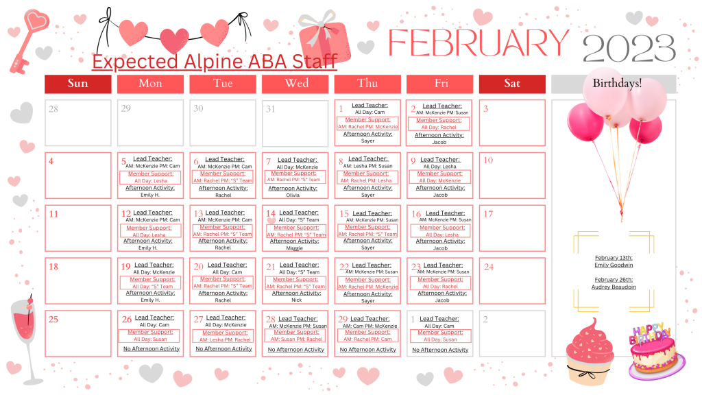 Alpine ABA Events Calendar – Sd Associates